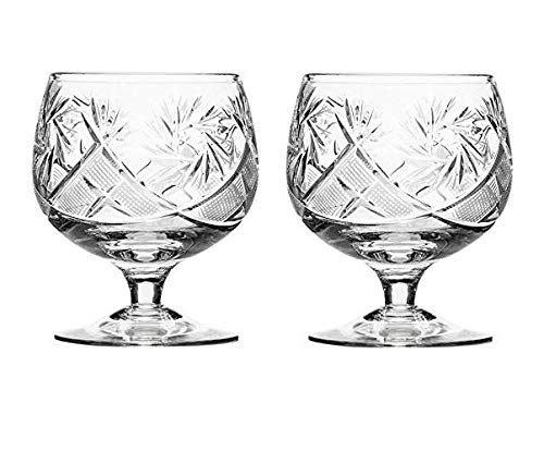 Set of 2 Hand Made Vintage Crystal Glasses, Brandy & Cognac Snifter, Old-Fashioned Glassware