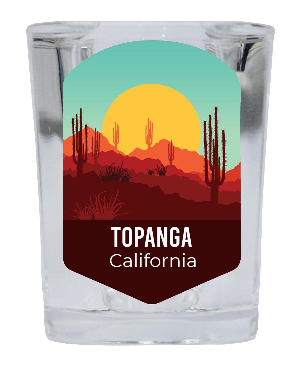 Topanga California Souvenir 2 Ounce Square Shot Glass Desert Design