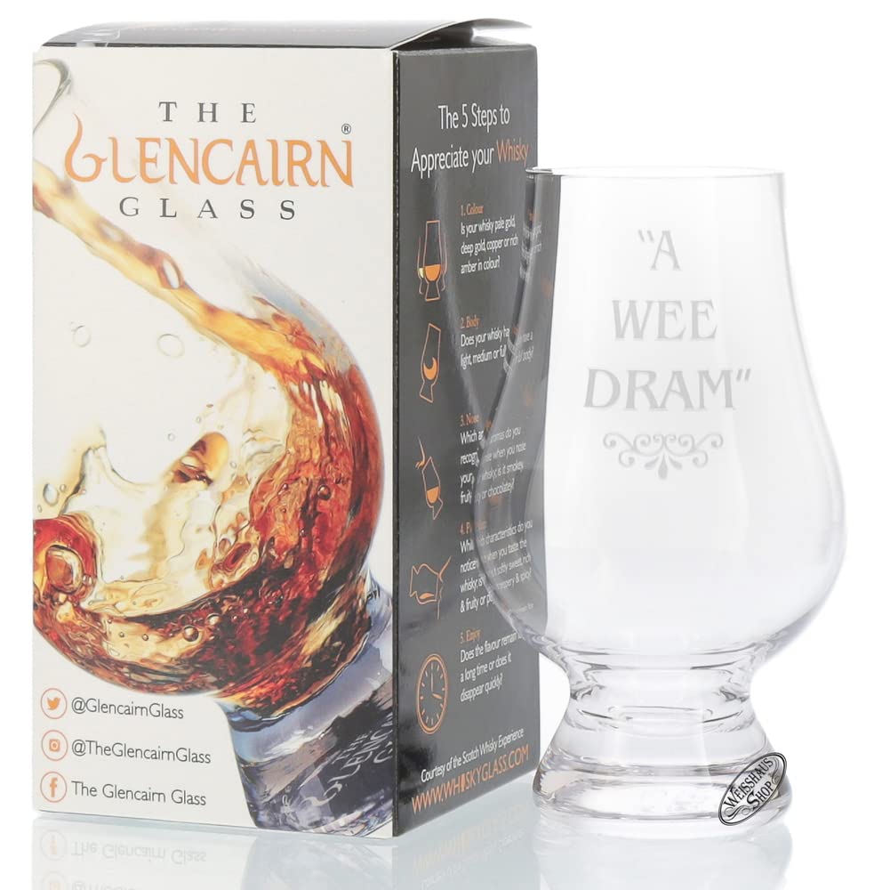 Official Glencairn Crystal Whisky Tasting Glass - A Wee Dram 1 2 4 6 8 Whiskey Glass