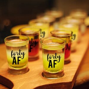 Forty AF, 40 AF, 40th Birthday Shot Glasses, 40th Birthday Party Shot Glasses Set of 12 1.75oz Shot Glasses, 40th Birthday Glass Shot Glass, Perfect for Birthday Parties, Birthday Decorations (40 AF)