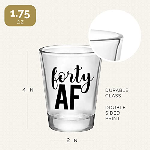 Forty AF, 40 AF, 40th Birthday Shot Glasses, 40th Birthday Party Shot Glasses Set of 12 1.75oz Shot Glasses, 40th Birthday Glass Shot Glass, Perfect for Birthday Parties, Birthday Decorations (40 AF)