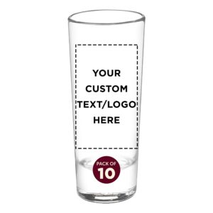 custom cordial shooter shot glasses 2 oz. set of 10, personalized bulk pack - great for birthdays, parties, indoor & outdoor events - clear