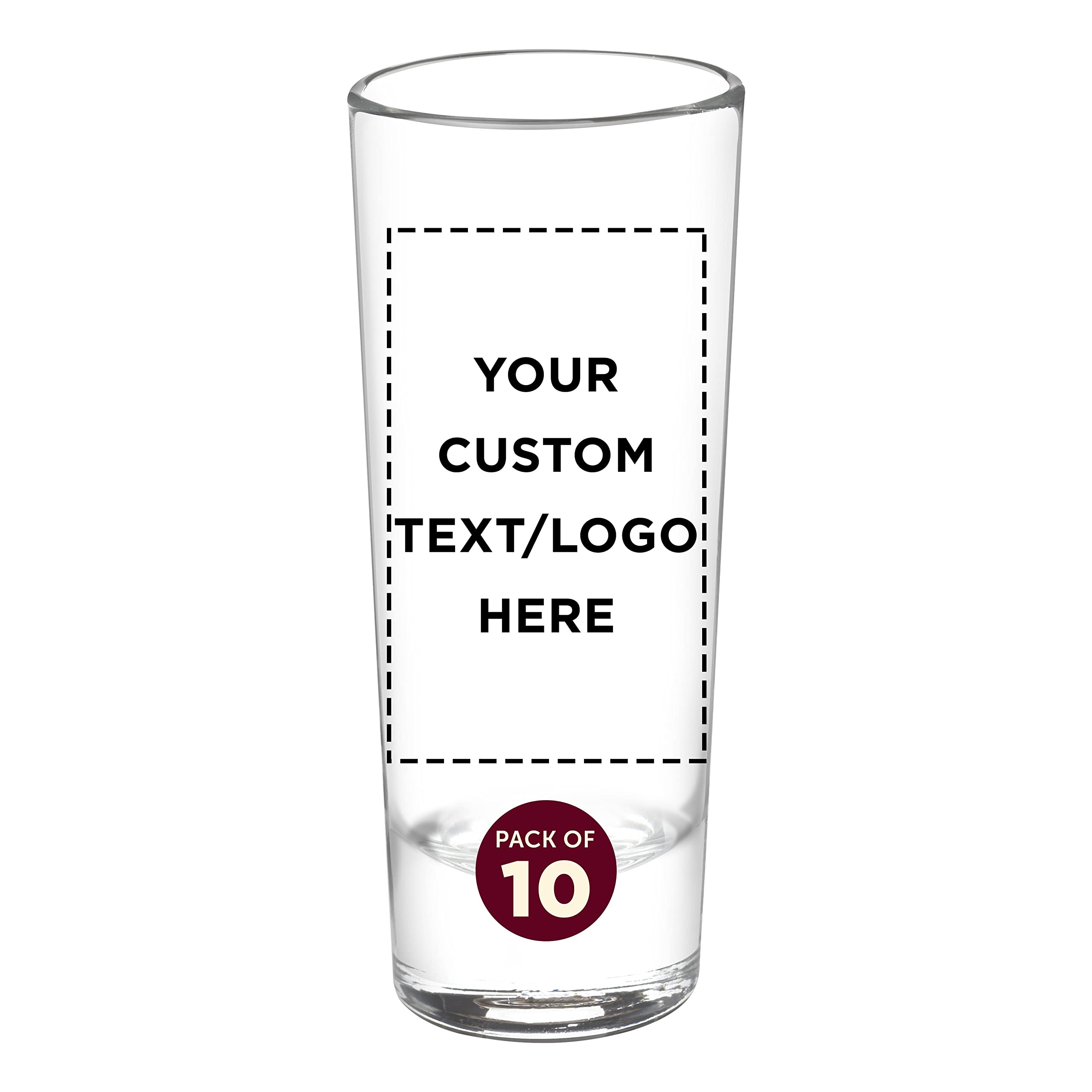 Custom Cordial Shooter Shot Glasses 2 oz. Set of 10, Personalized Bulk Pack - Great for Birthdays, Parties, Indoor & Outdoor Events - Clear