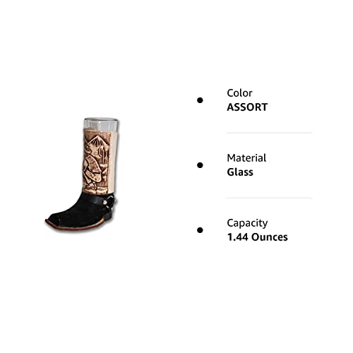 El Mexicanito Mexican Boot Shot Glass / Leather Mini Boot Tequila Shot / Artisan Bota Tribalera para Tequila / cowboy boot Glasses / 1 Tequila Shot (Assorted Colors) (Cowboy)