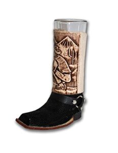 el mexicanito mexican boot shot glass / leather mini boot tequila shot / artisan bota tribalera para tequila / cowboy boot glasses / 1 tequila shot (assorted colors) (cowboy)