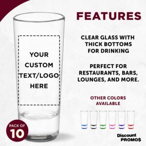 Custom Cordial Shooter Shot Glasses 2 oz. Set of 10, Personalized Bulk Pack - Great for Birthdays, Parties, Indoor & Outdoor Events - Clear