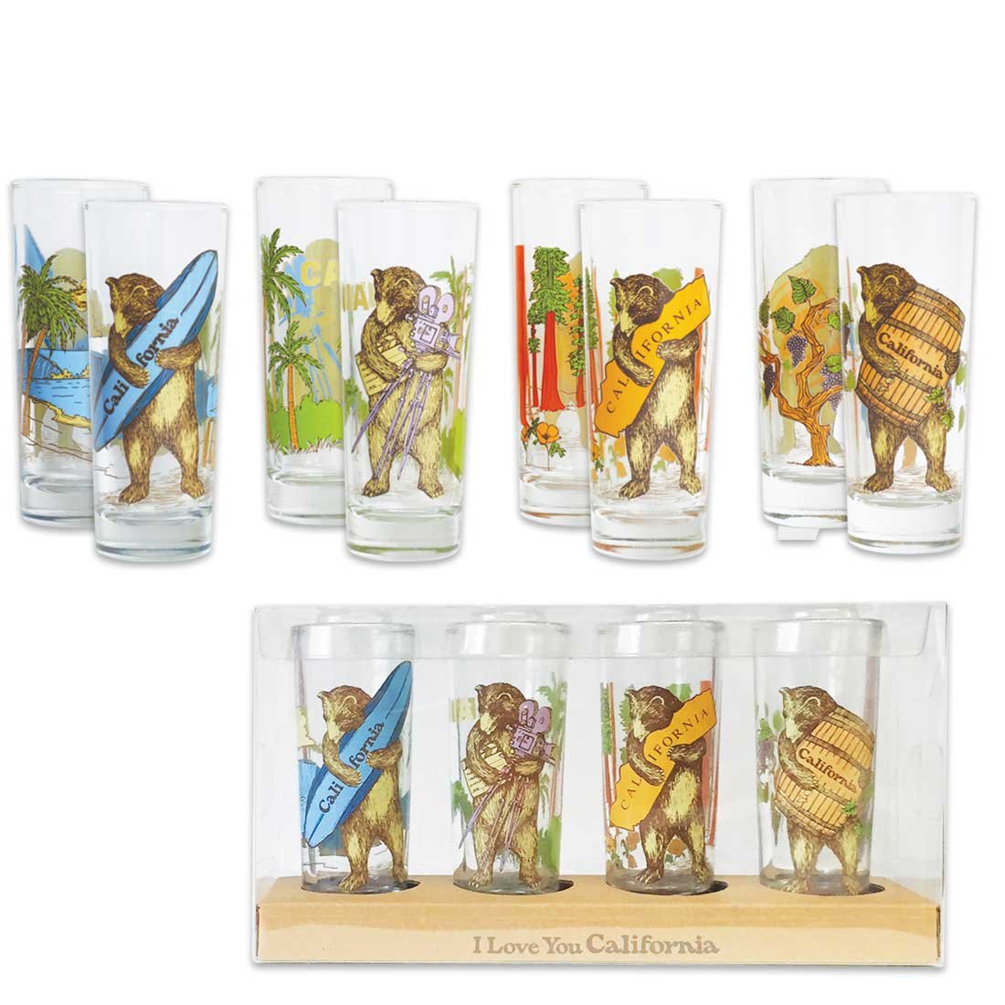 California Bears Set of 4 Glass Shooters