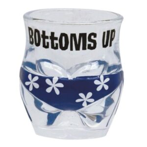 hawaiian shot glass bottoms up butt plumeria blue