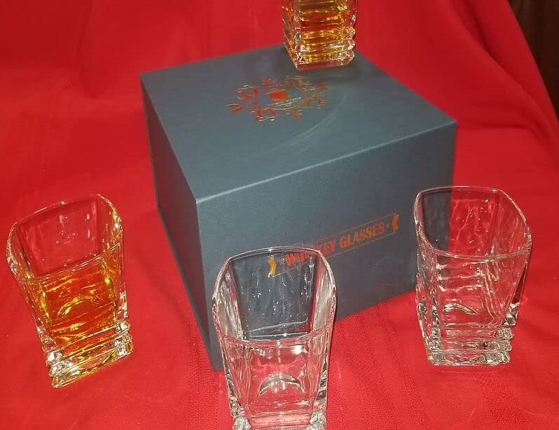 Ridge Whiskey Glass - Set Of 4 Crystal Whiskey Drinking Glasses