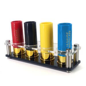 huntpal 12 gauge shotgun shell shot glass set of 4 multi color shot glasses, cool funny gift man cave decoration for men hunter shooter