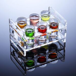 Kichvoe Shot Glass Holder Shot Glasses Bulk Serving Tray Shot Glass Serving Tray Acrylic Cup Rack Organizer for Bar Party-12 Holes