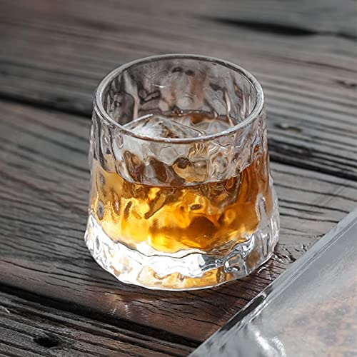 HALOYIVGO Whiskey Glasses Set of 2 - Tumblers Rotation Whiskey Glass Cups 5.41 oz - Crystal Thick Rocks Glass with Premium Gift Box - for Drinking Bourbon, Scotch Whisky, Cocktails