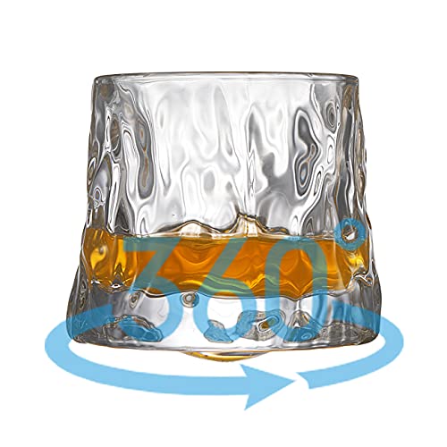 HALOYIVGO Whiskey Glasses Set of 2 - Tumblers Rotation Whiskey Glass Cups 5.41 oz - Crystal Thick Rocks Glass with Premium Gift Box - for Drinking Bourbon, Scotch Whisky, Cocktails