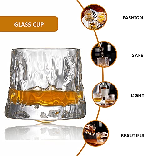 HALOYIVGO Whiskey Glasses Set of 2 - Tumblers Rotation Whiskey Glass Cups 5.41 oz - Crystal Thick Rocks Glass with Premium Gift Box - for Drinking Bourbon, Scotch Whisky, Cocktails