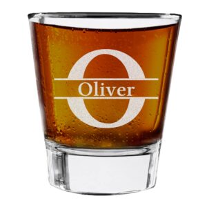 Personalized Shot Glass 1.5 oz Custom Shot Glass with Name and Monogram Whiskey Tequila Liqueur Heavy Base Mini Glass for Drinkware Decoration Gift