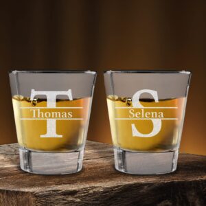 Personalized Shot Glass 1.5 oz Custom Shot Glass with Name and Monogram Whiskey Tequila Liqueur Heavy Base Mini Glass for Drinkware Decoration Gift