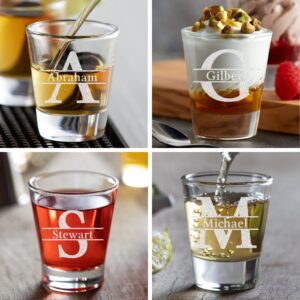 Personalized Shot Glass 1.5 oz Custom Shot Glass with Name and Monogram Whiskey Tequila Liqueur Heavy Base Mini Glass for Drinkware Decoration Gift