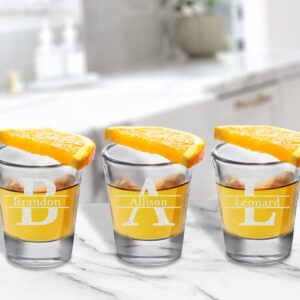 Personalized Shot Glass 1.5 oz Custom Shot Glass with Name and Monogram Whiskey Tequila Liqueur Heavy Base Mini Glass for Drinkware Decoration Gift