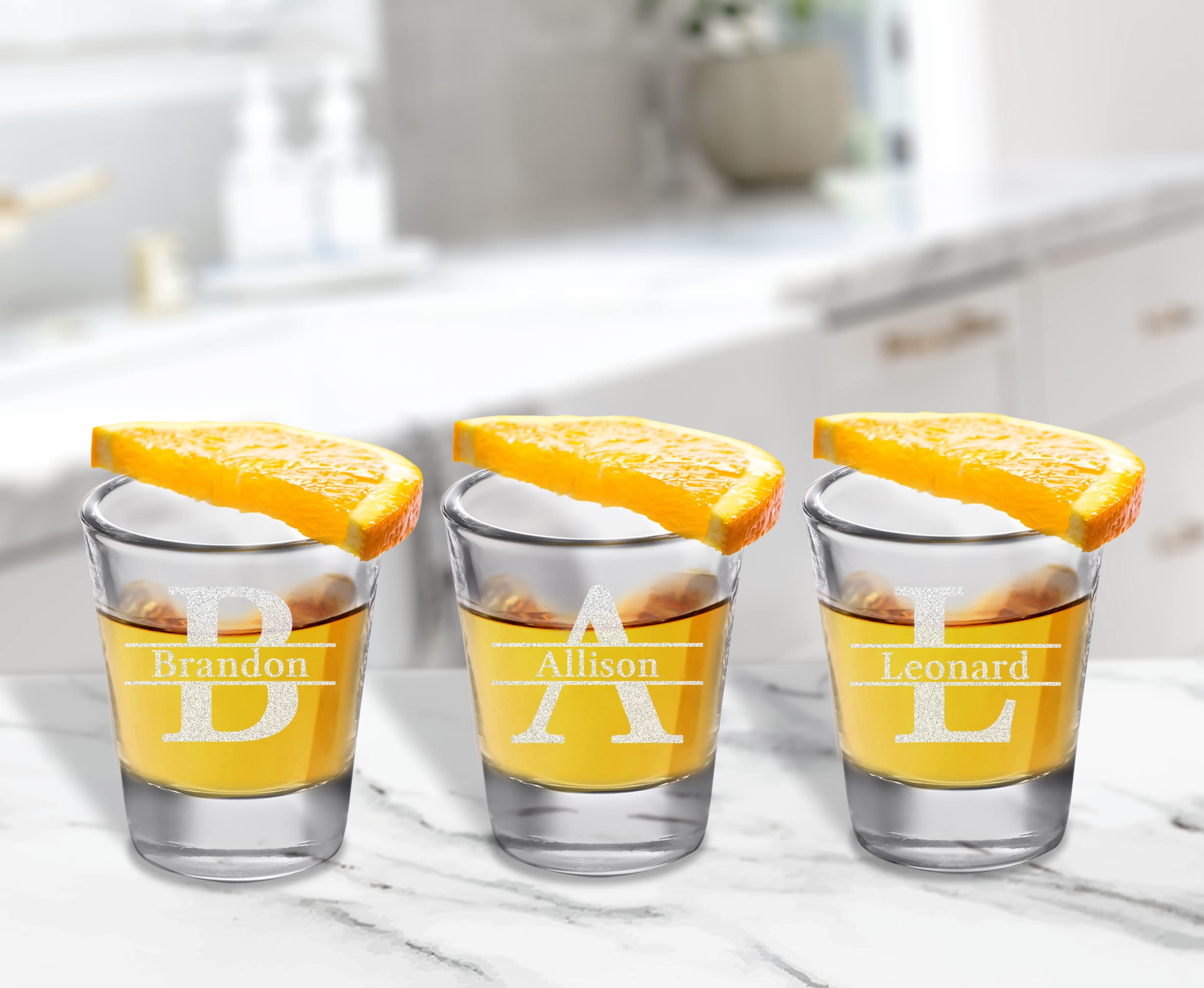 Personalized Shot Glass 1.5 oz Custom Shot Glass with Name and Monogram Whiskey Tequila Liqueur Heavy Base Mini Glass for Drinkware Decoration Gift