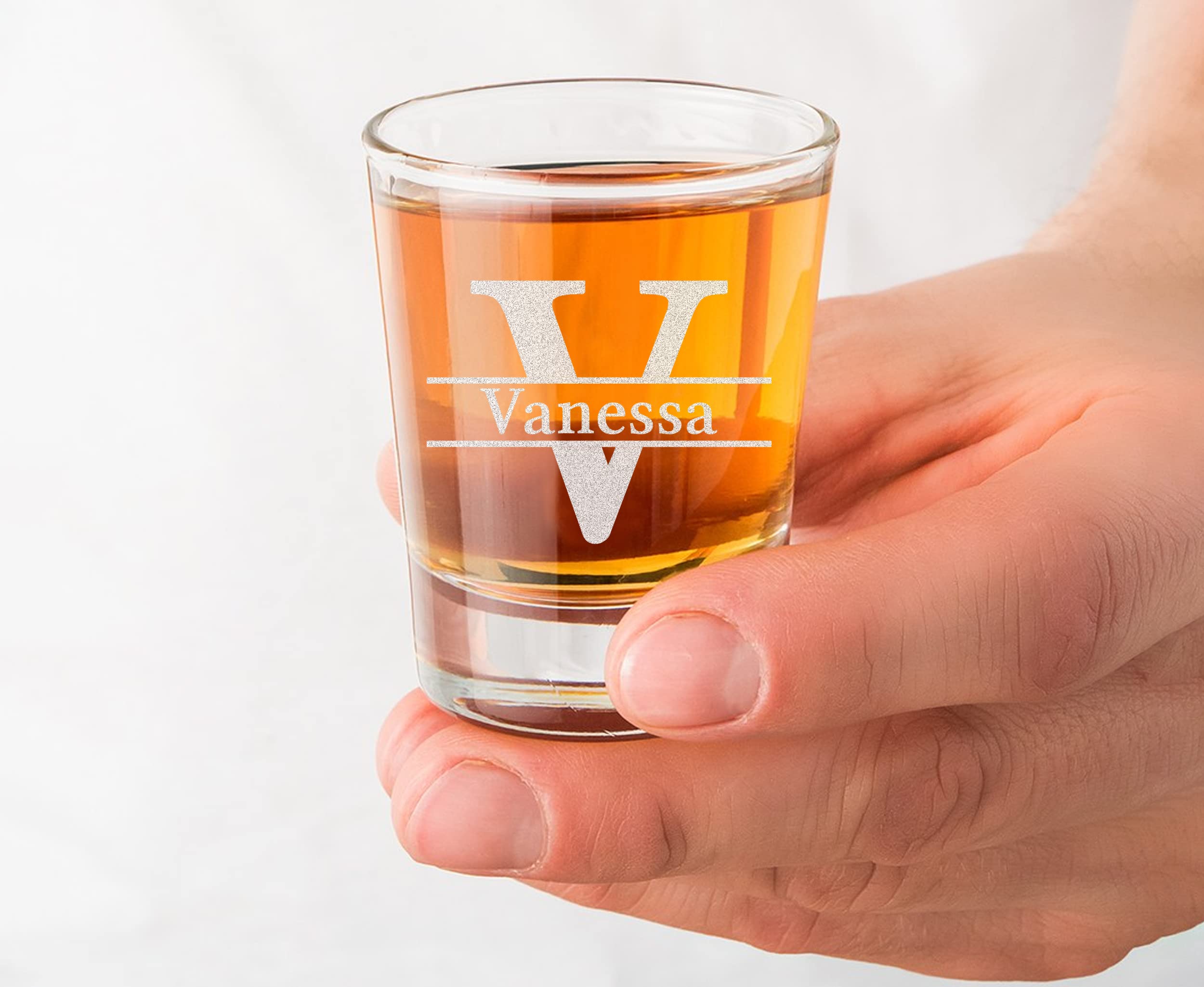 Personalized Shot Glass 1.5 oz Custom Shot Glass with Name and Monogram Whiskey Tequila Liqueur Heavy Base Mini Glass for Drinkware Decoration Gift