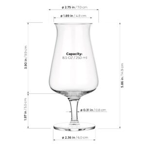 Luxbe - Whiskey Bourbon Brandy Crystal Glasses Snifter, Set of 4 - Large Handcrafted - 100% Lead-Free Crystal Glass - Great for Spirits Drinks - Cognac Scotch - 8.5oz - 250ml