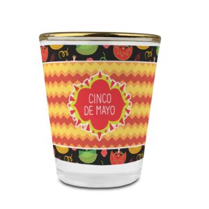 youcustomizeit cinco de mayo glass shot glass - 1.5 oz - with gold rim - single