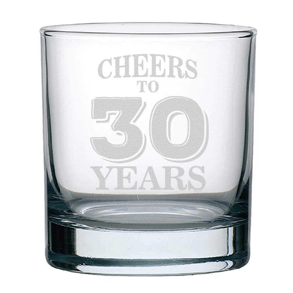 Veracco Cheers To 30 Years Whiskey Glass Birthday Gift For Someone Who Loves Drinking Bachelor 30th Funny Party Favors Thirty and Fabulous (Clear, Glass) (Clear, Glass)