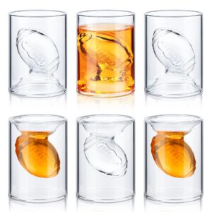 set of 6 3.4/6.8 oz football reversible shot glasses clear football fan shot cups football glasses football cups football lover gifts for men sports football party drinking whiskey beer liquor wine