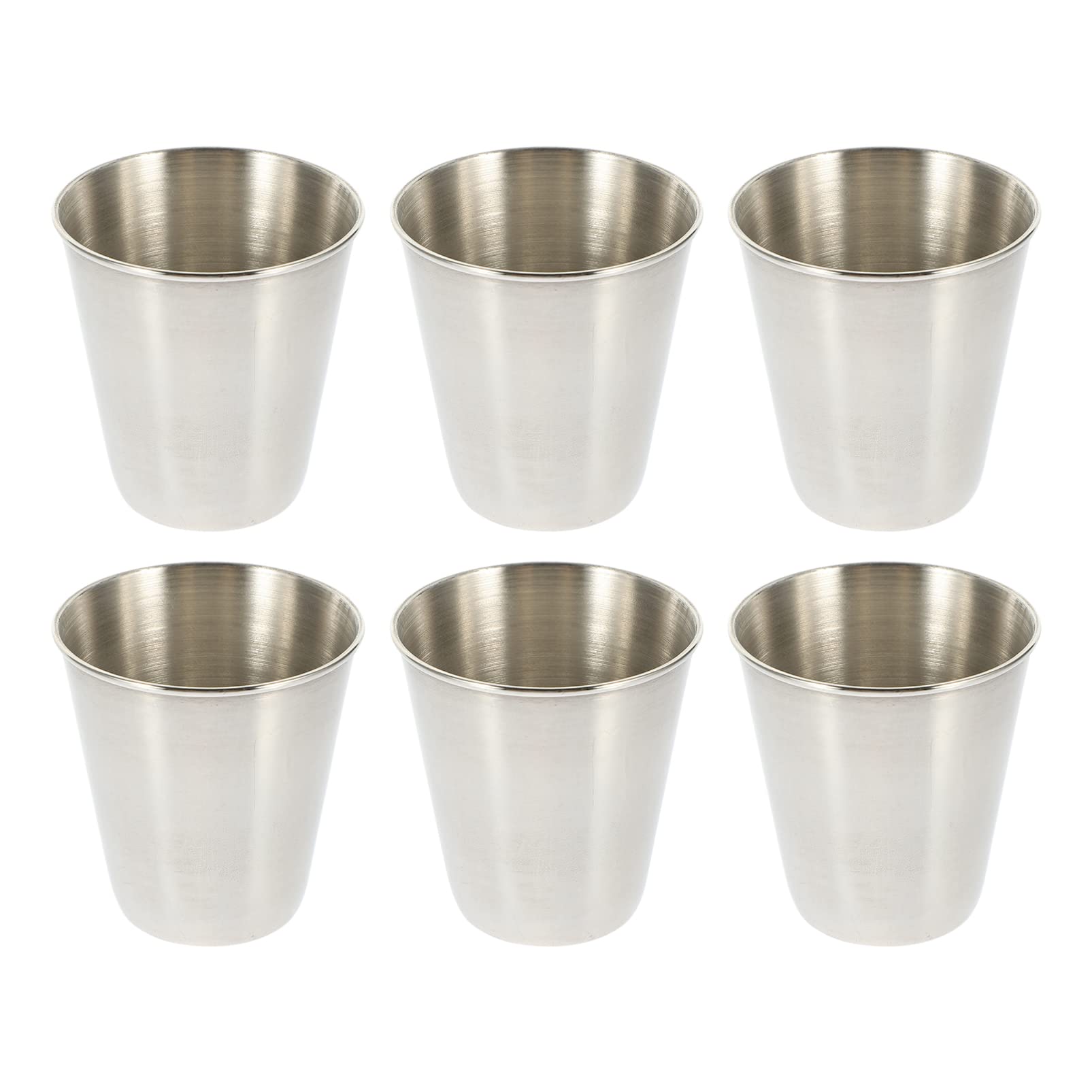 STOBOK 6PCS 2 Ounce Shot Glasses Stainless Steel Shot Cups Glass Drinking Tumbler for Whiskey (70ml)