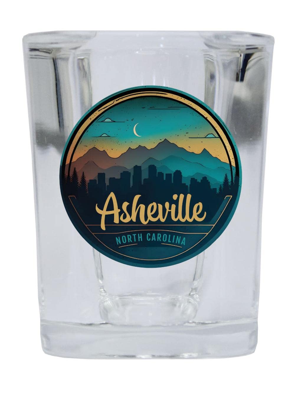 R and R Imports Asheville North Carolina Souvenir 2.5 Ounce Shot Glass Square