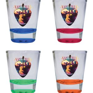 R and R Imports Nashville Tennessee Music City Souvenir 1.5 Ounce Shot Glass Round 4-Pack Color