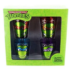 teenage mutant ninja turtles heads foil shot glass 4-pack, 2fl oz