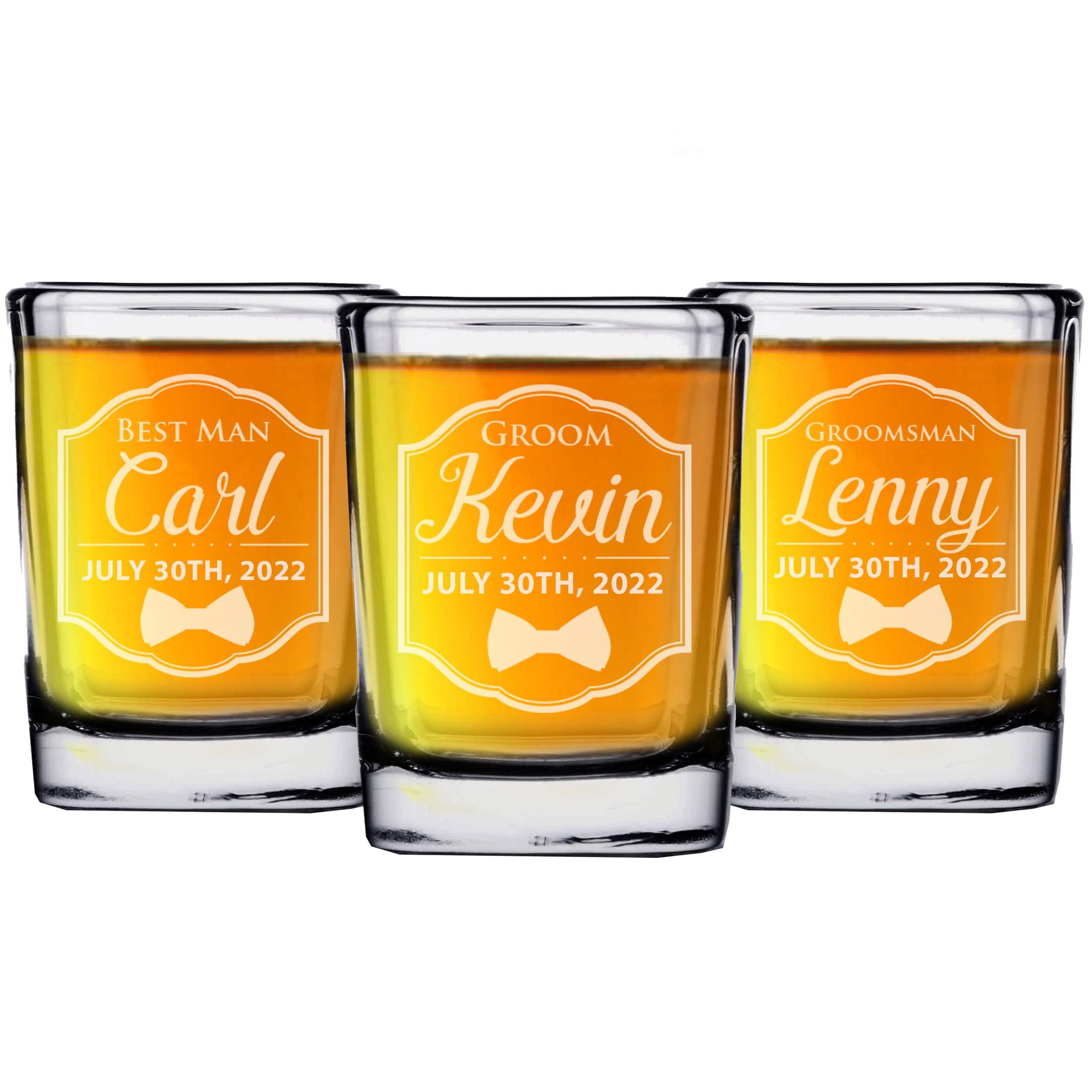 My Personal Memories, Custom Engraved Groomsmen Bridesmaid Shot Glasses - Personalized Square Shot Glass Wedding Party