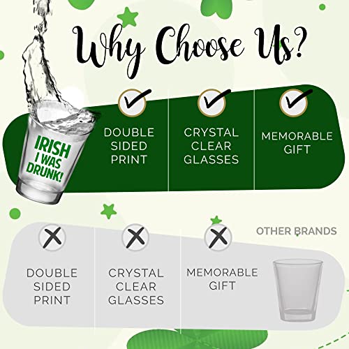 Your Dream Party Shop Irish I was Drunk - St Patrick's Day Shot Glasses - 1.75oz Green St Patty's Day Shot Glasses, Set of 12 St. Patrick Day Drinking Glasses, Irish Gifts Shot Glasses