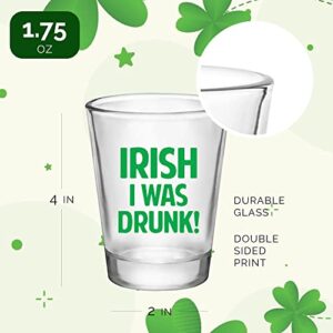 Your Dream Party Shop Irish I was Drunk - St Patrick's Day Shot Glasses - 1.75oz Green St Patty's Day Shot Glasses, Set of 12 St. Patrick Day Drinking Glasses, Irish Gifts Shot Glasses