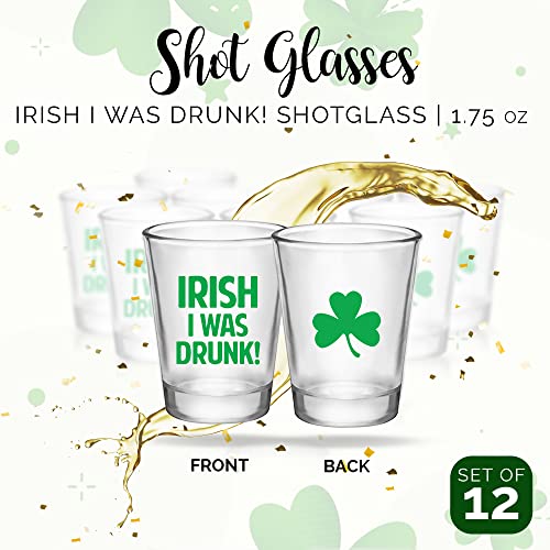 Your Dream Party Shop Irish I was Drunk - St Patrick's Day Shot Glasses - 1.75oz Green St Patty's Day Shot Glasses, Set of 12 St. Patrick Day Drinking Glasses, Irish Gifts Shot Glasses