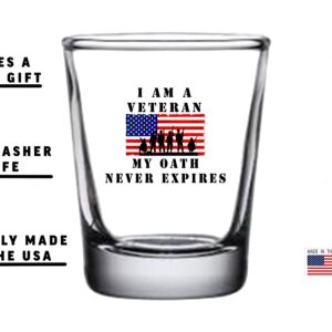 Rogue River Tactical I am a Veteran My Oath Never Expires Shot Glass Gift For Military Vet