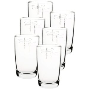 La Rochere Set Of 6, 14-ounce Dragonfly Double Old Fashioned Glasses