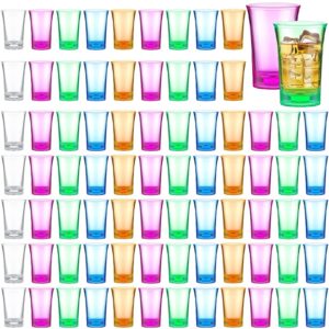 85 pieces unbreakable colorful shot glasses bulk, 1.4 oz heavy base shot glass, whiskey shot glass, colorful cute shot glasses, clear shot glasses for night bar game bar party favor