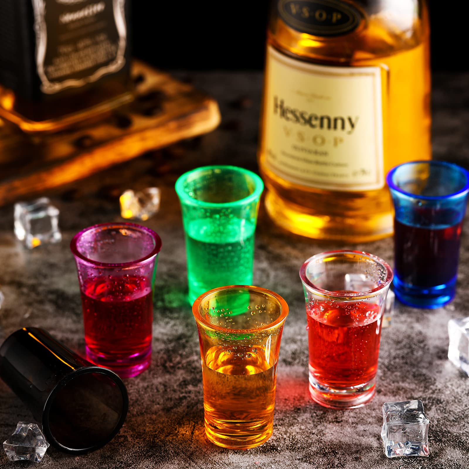 85 Pieces Unbreakable Colorful Shot Glasses Bulk, 1.4 Oz Heavy Base Shot Glass, Whiskey Shot Glass, Colorful Cute Shot Glasses, Clear Shot Glasses for Night Bar Game Bar Party Favor