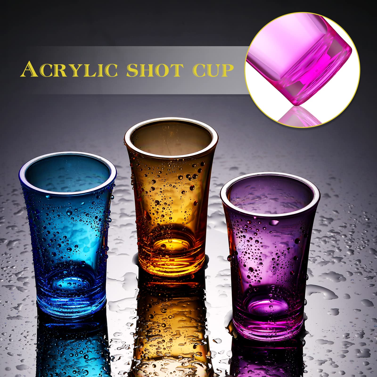 85 Pieces Unbreakable Colorful Shot Glasses Bulk, 1.4 Oz Heavy Base Shot Glass, Whiskey Shot Glass, Colorful Cute Shot Glasses, Clear Shot Glasses for Night Bar Game Bar Party Favor