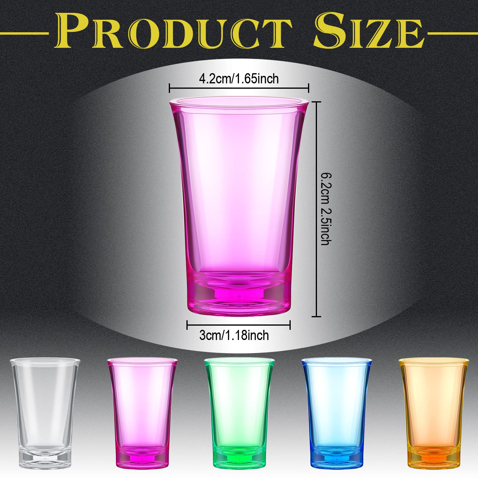 85 Pieces Unbreakable Colorful Shot Glasses Bulk, 1.4 Oz Heavy Base Shot Glass, Whiskey Shot Glass, Colorful Cute Shot Glasses, Clear Shot Glasses for Night Bar Game Bar Party Favor