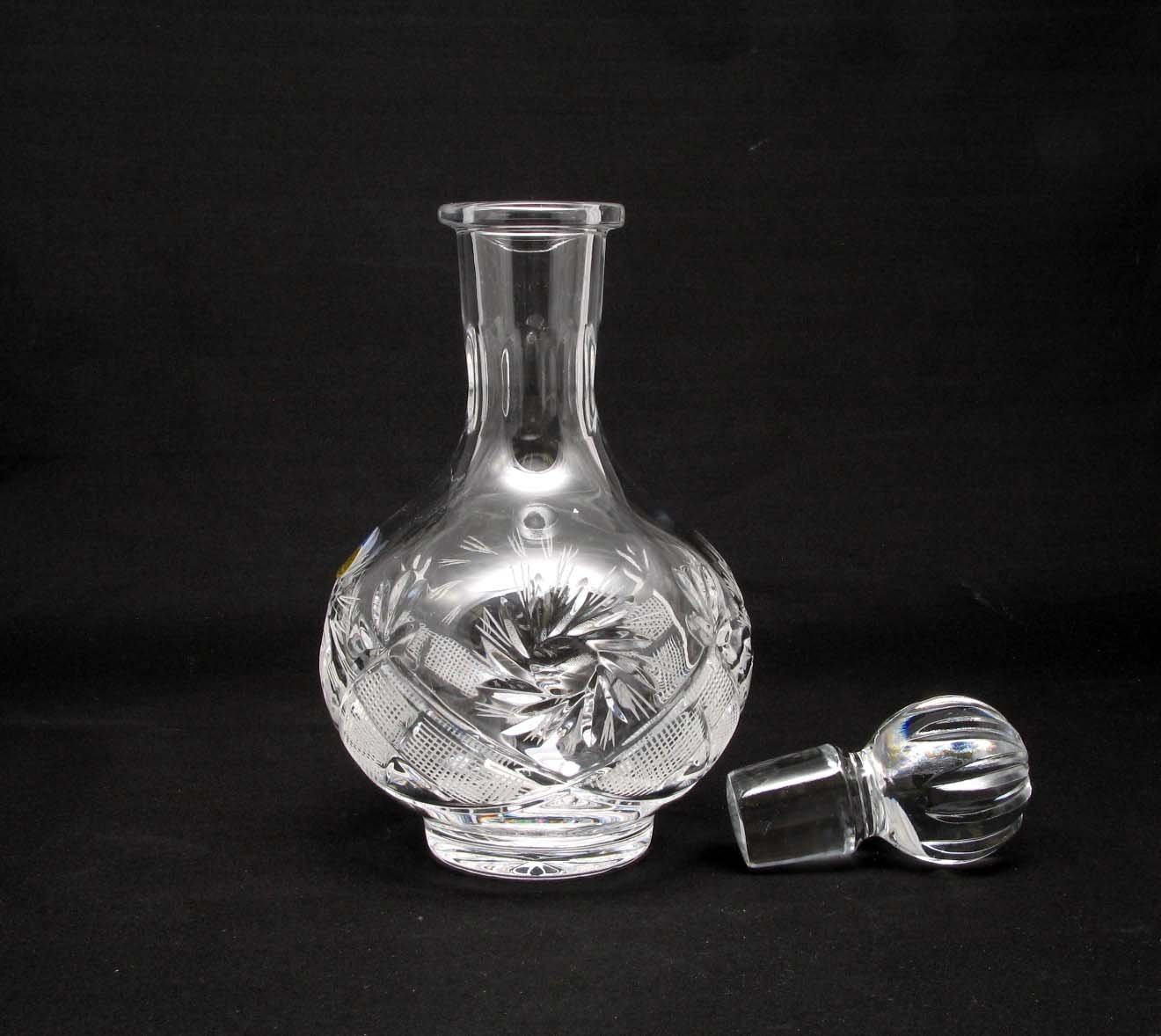 Vodka Set Russian Cut Crystal 12 Oz Carafe Decanter & 6 Crystal Shot Glasses 35 Ml 1.2 Oz