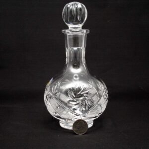 Vodka Set Russian Cut Crystal 12 Oz Carafe Decanter & 6 Crystal Shot Glasses 35 Ml 1.2 Oz