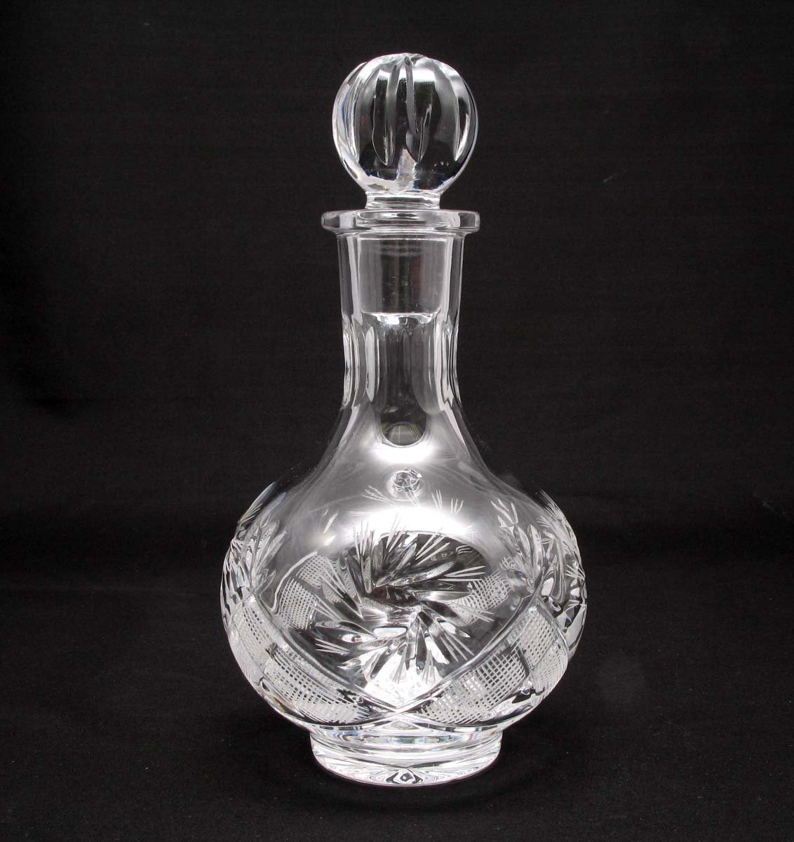 Vodka Set Russian Cut Crystal 12 Oz Carafe Decanter & 6 Crystal Shot Glasses 35 Ml 1.2 Oz