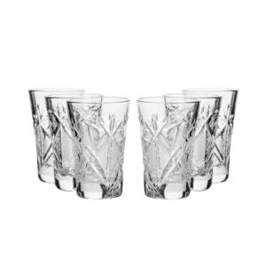 Vodka Set Russian Cut Crystal 12 Oz Carafe Decanter & 6 Crystal Shot Glasses 35 Ml 1.2 Oz