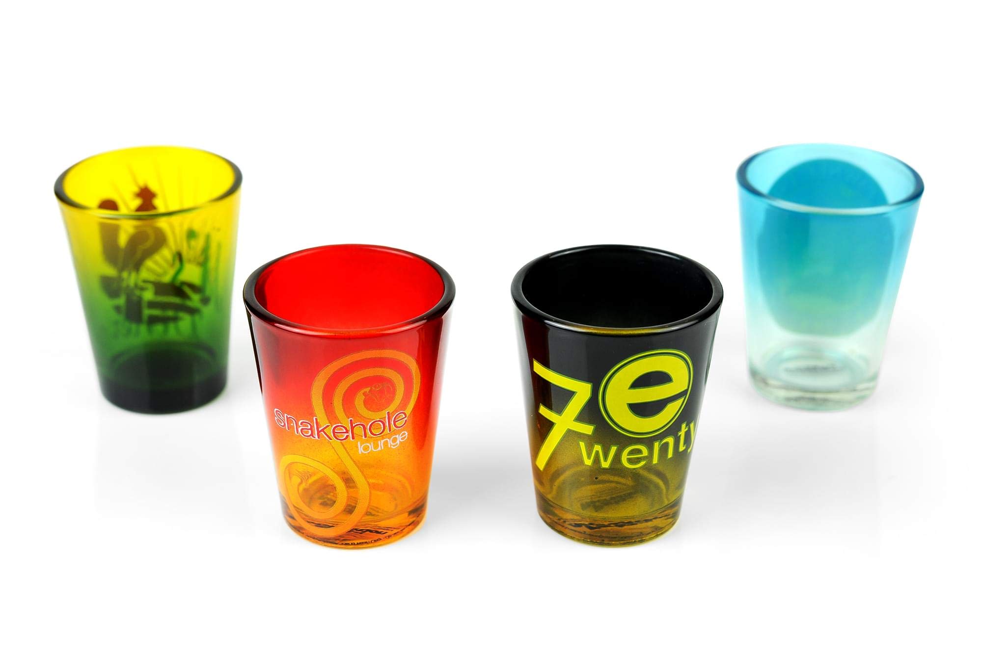 Surreal Entertainment Parks and Recreation Location Logos 4 Piece Shot Glass Set