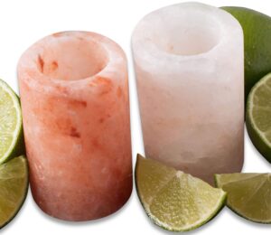 himalayan salt shot glasses - pure food grade himalayan pink salt - no fillers or binders - handcrafted all natural tequila salt shot glasses set by cestari (2 pack)