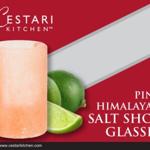 Himalayan Salt Shot Glasses - Pure Food Grade Himalayan Pink Salt - No Fillers or Binders - Handcrafted All Natural Tequila Salt Shot Glasses Set by Cestari (2 pack)