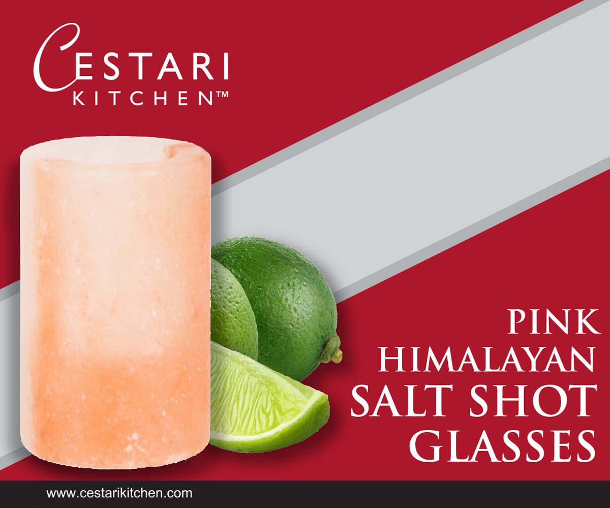 Himalayan Salt Shot Glasses - Pure Food Grade Himalayan Pink Salt - No Fillers or Binders - Handcrafted All Natural Tequila Salt Shot Glasses Set by Cestari (2 pack)